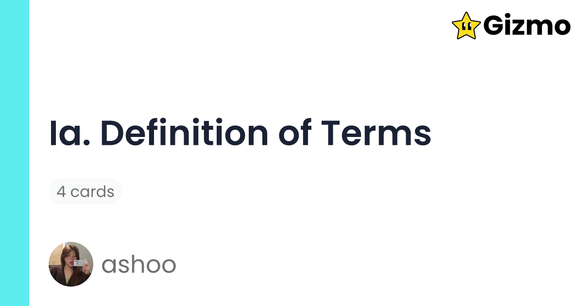 Ia. Definition Of Terms | Flashcards