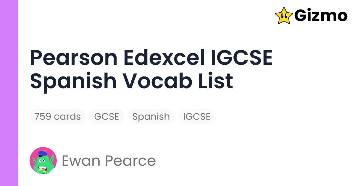 Pearson Edexcel Igcse Spanish Vocab List | Flashcards