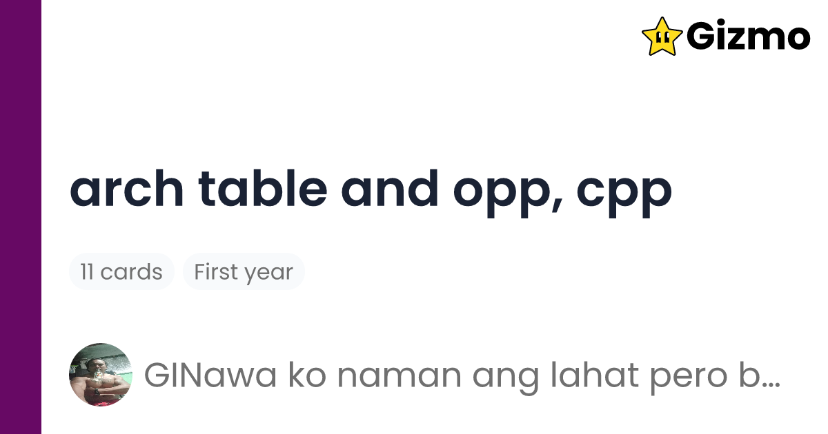Arch Table and Opp, Cpp | Flashcards