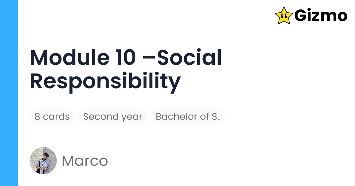 Module 10 –social Responsibility | Flashcards
