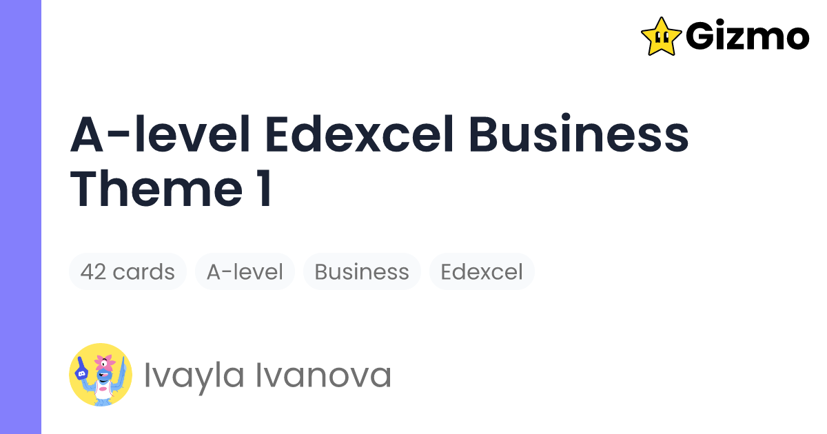 A-level Edexcel Business Theme 1 | Flashcards