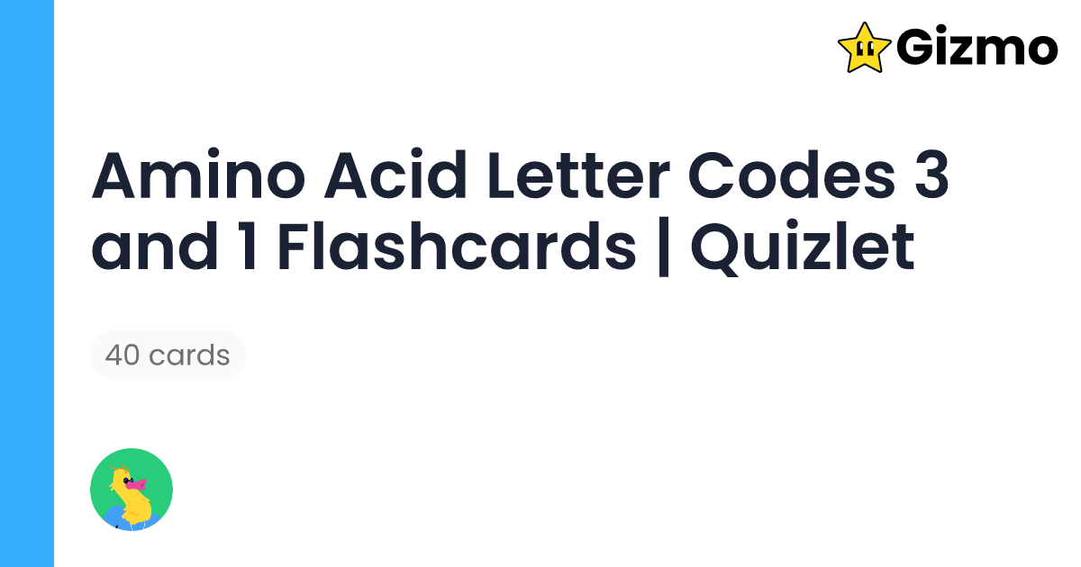 Amino Acid Letter Codes 3 and 1 | Flashcards