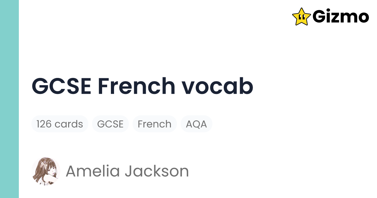 Gcse French Vocab | Flashcards