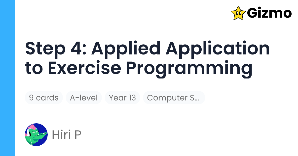 Step 4: Applied Application to Exercise Programming | Flashcards
