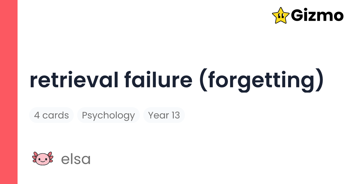 Retrieval Failure (forgetting) | Flashcards