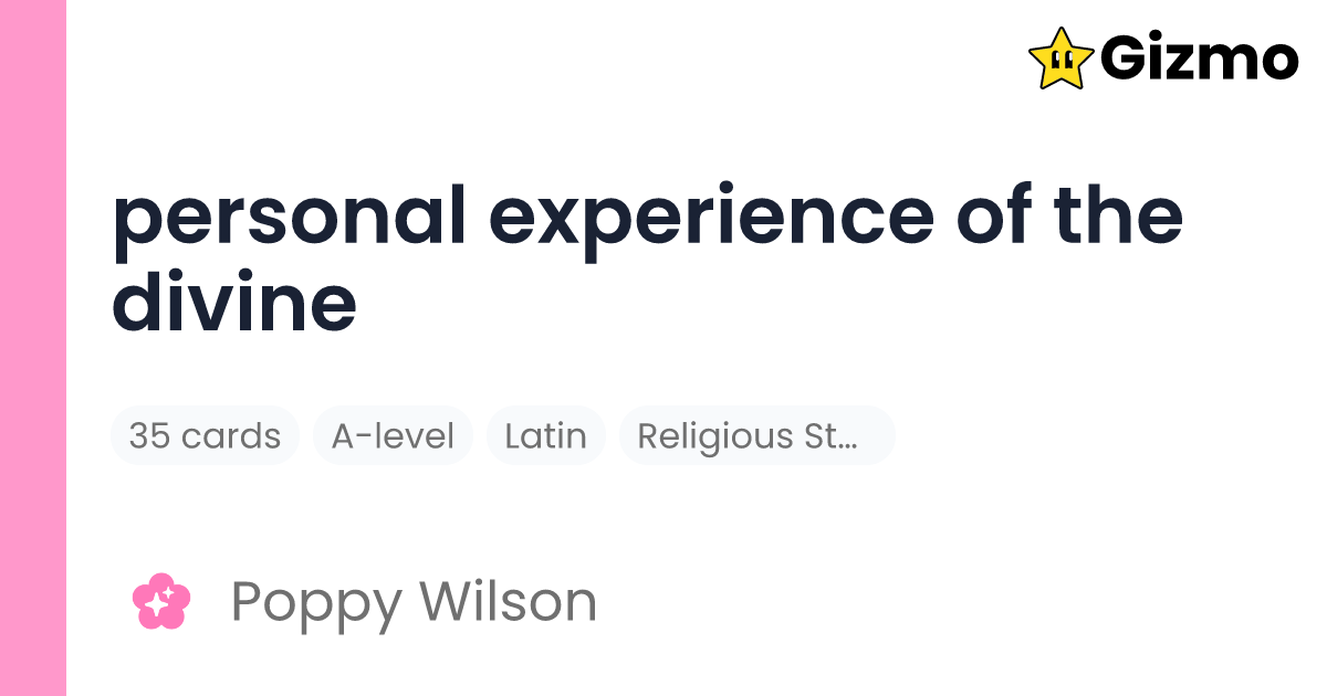 Personal Experience Of the Divine | Flashcards