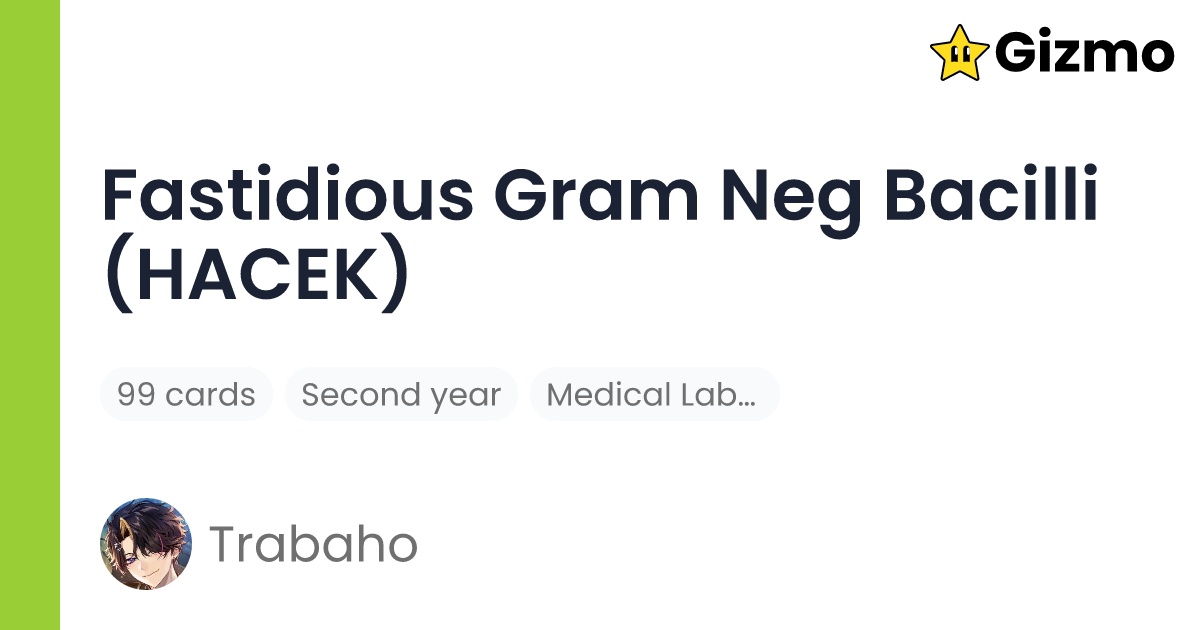 Fastidious Gram Neg Bacilli (hacek) | Flashcards