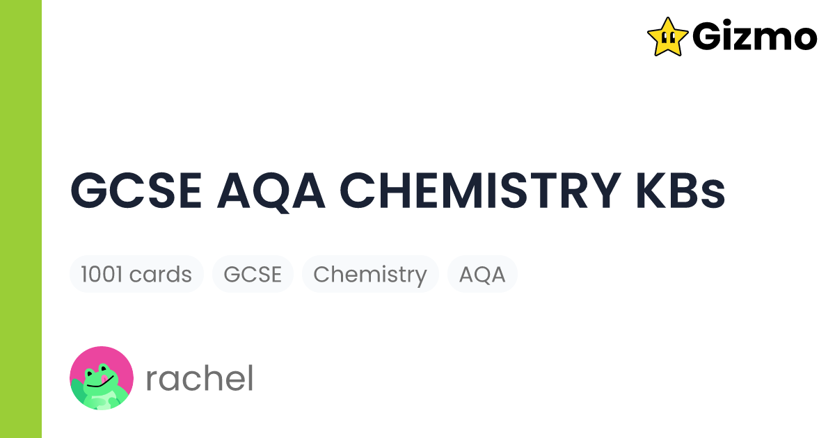 Gcse Aqa Chemistry Kbs | Flashcards