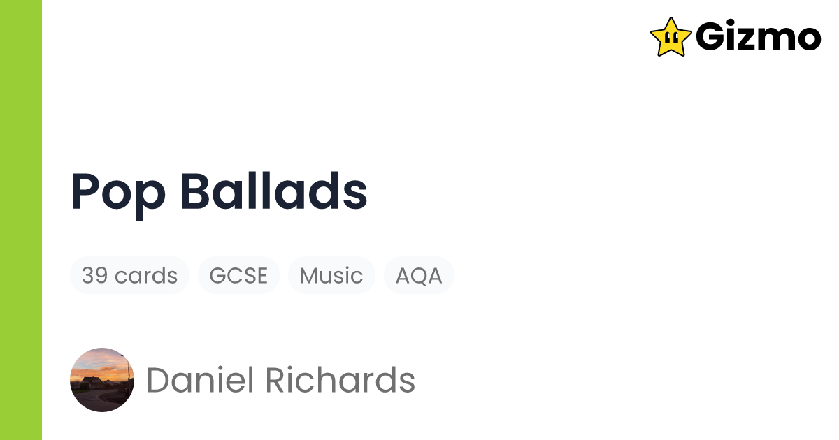 Pop Ballads | Flashcards