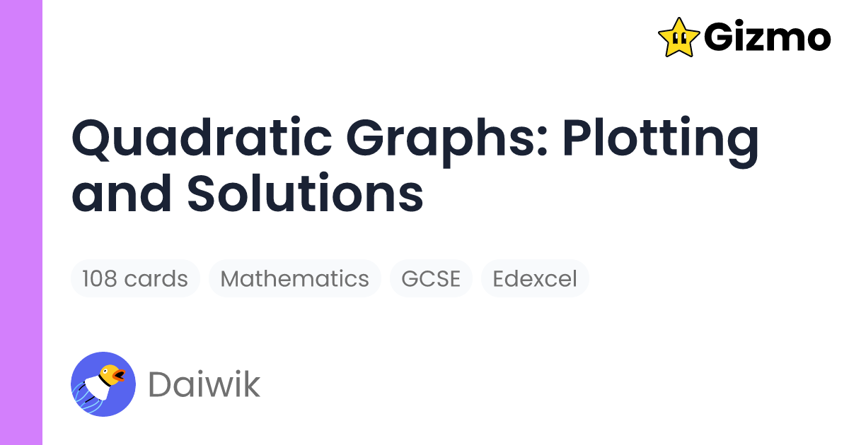 Quadratic Graphs: Plotting and Solutions | Flashcards