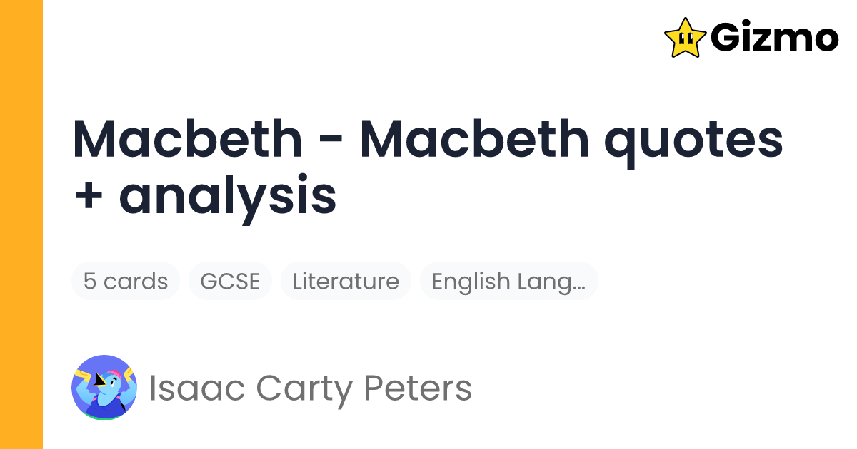 Macbeth - Macbeth Quotes + Analysis | Flashcards