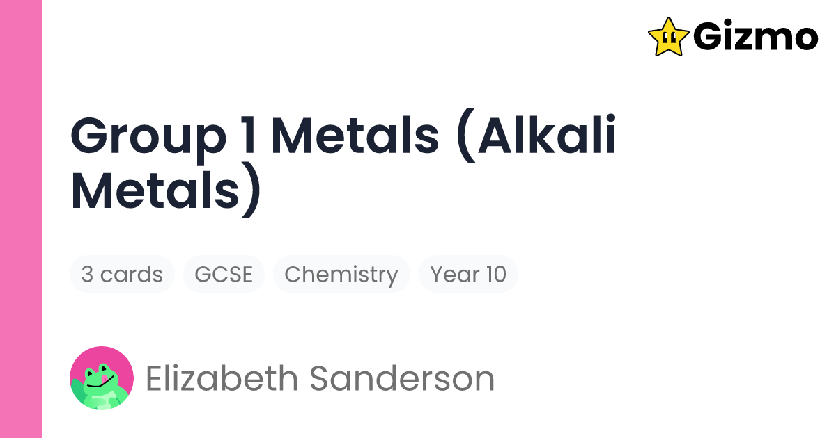 Group 1 Metals (alkali Metals) | Flashcards