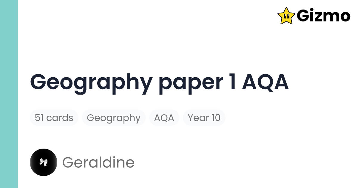 Geography Paper 1 Aqa | Flashcards