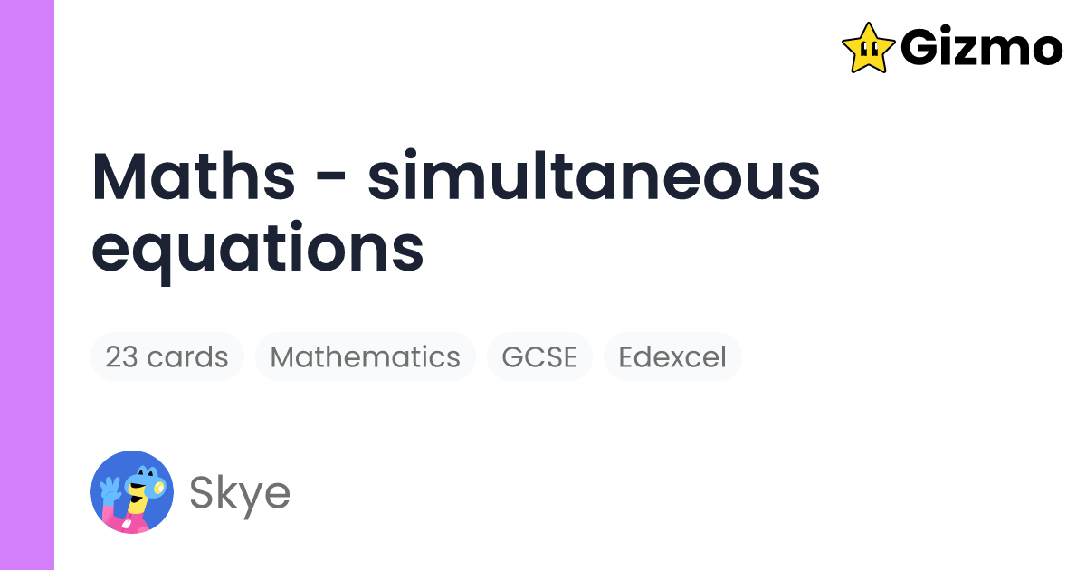 Maths - Simultaneous Equations | Flashcards