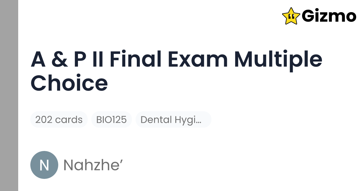 A & P Ii Final Exam Multiple Choice | Flashcards