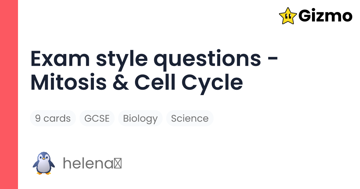 Exam Style Questions - Mitosis & Cell Cycle | Flashcards