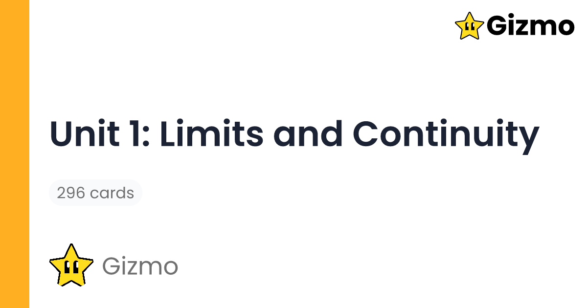 Unit 1: Limits and Continuity | Flashcards