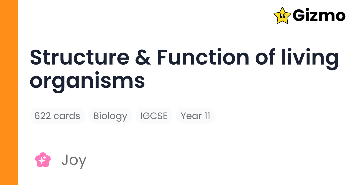 Structure & Function Of Living Organisms | Flashcards