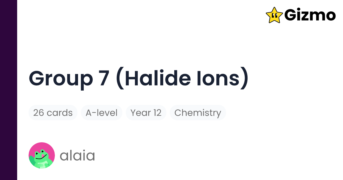 Group 7 (halide Ions) | Flashcards