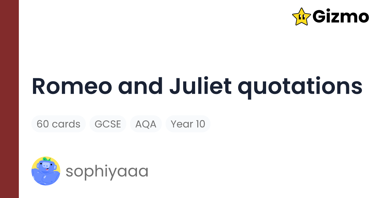 Romeo and Juliet Quotations | Flashcards