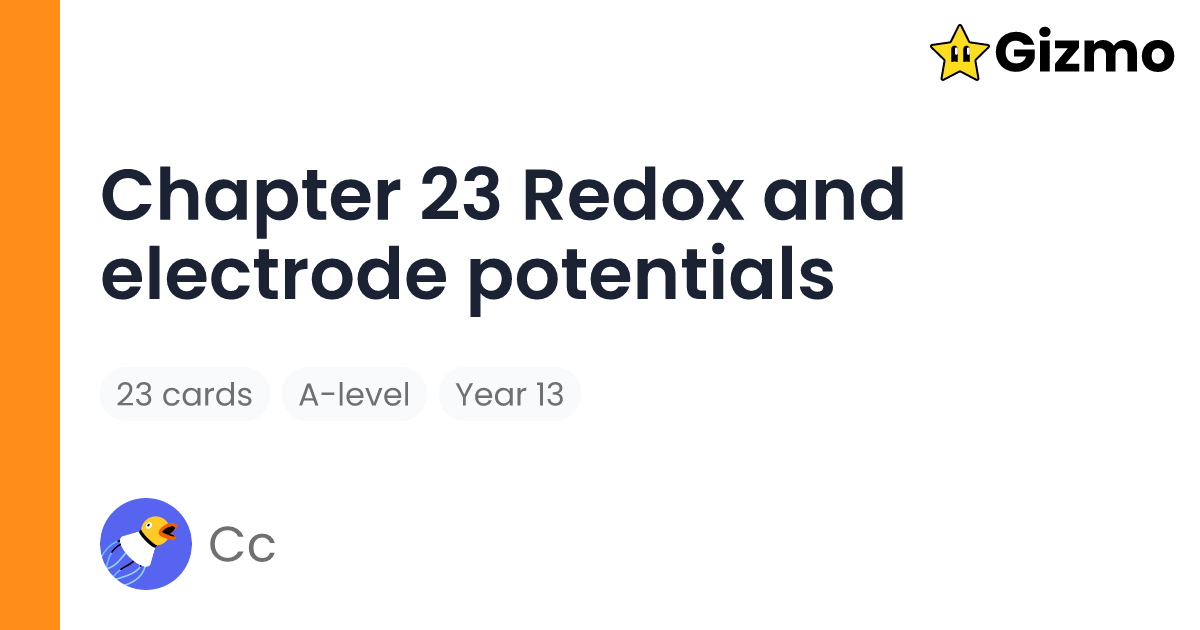 Chapter 23 Redox and Electrode Potentials | Flashcards
