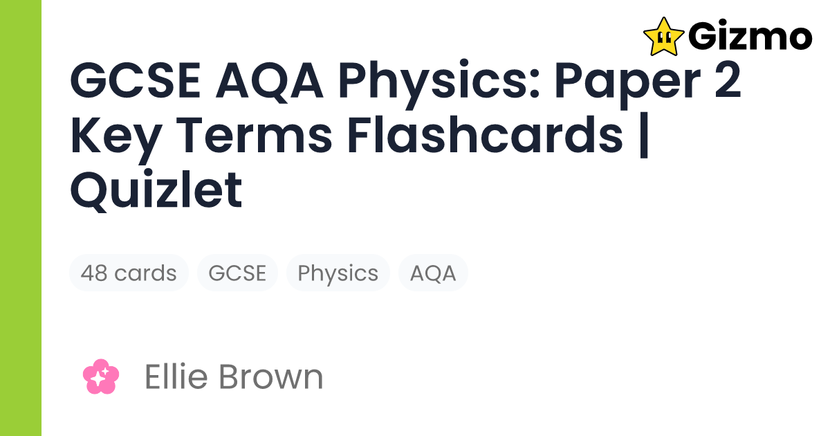 Gcse Aqa Physics: Paper 2 Key Terms | Flashcards
