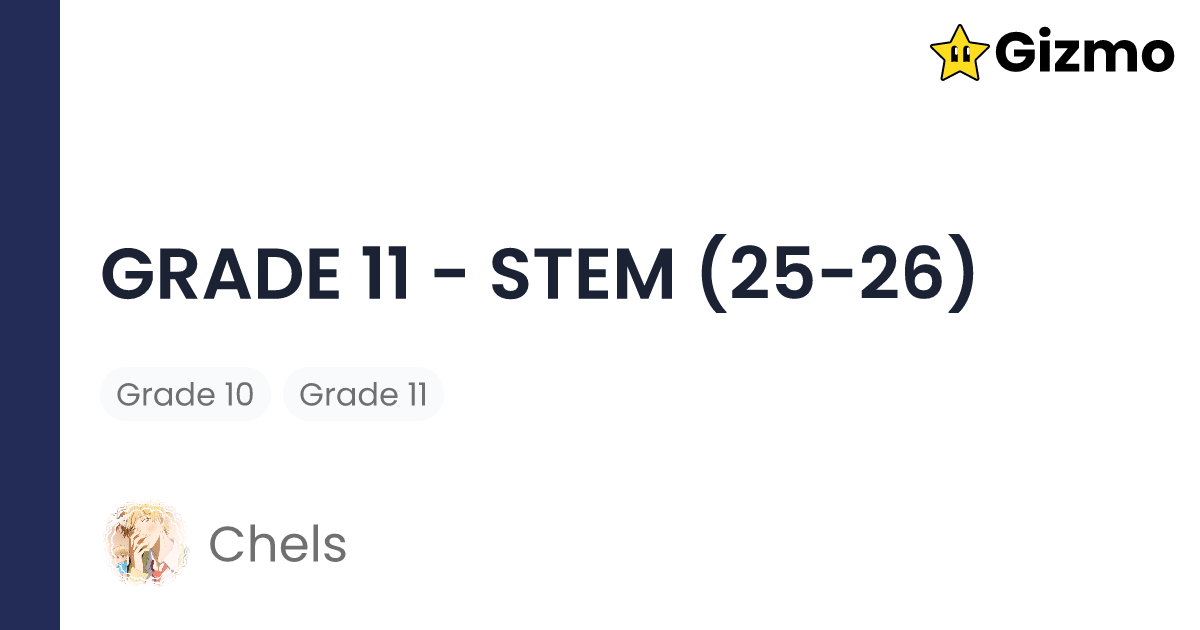 Grade 11 - Stem (25-26) | Flashcards
