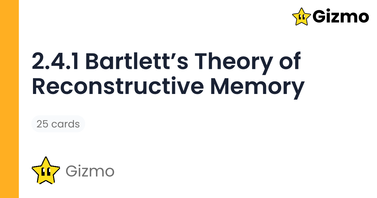 2.4.1 Bartlett’s Theory Of Reconstructive Memory | Flashcards