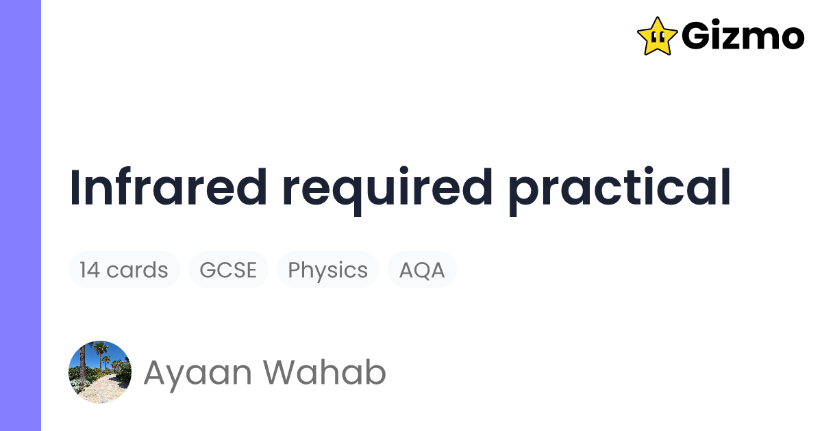 Infrared Required Practical | Flashcards