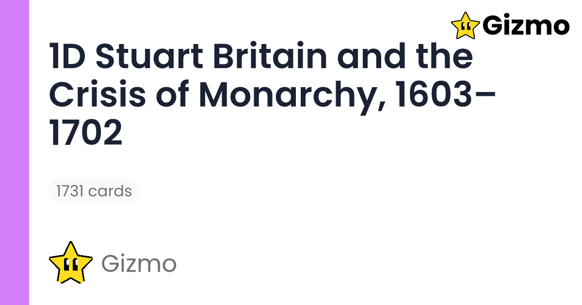 1d Stuart Britain and the Crisis Of Monarchy, 1603–1702 | Flashcards