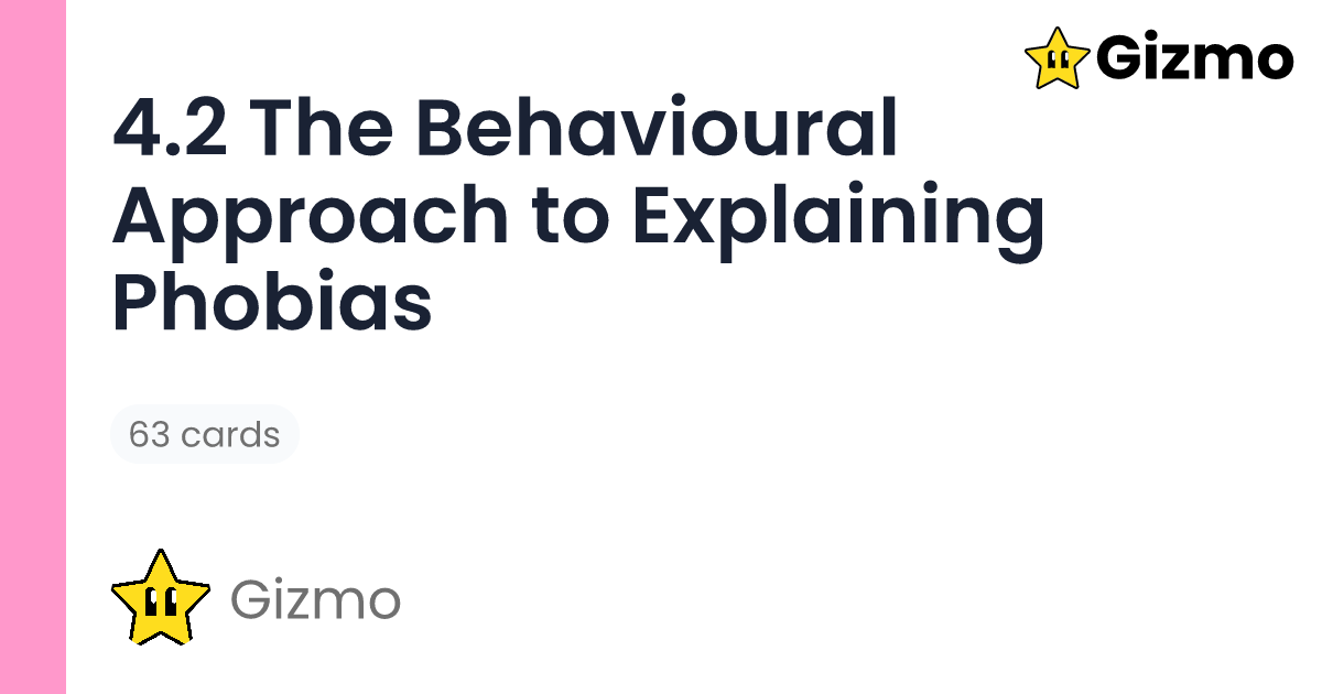 4.2 the Behavioural Approach to Explaining Phobias | Flashcards