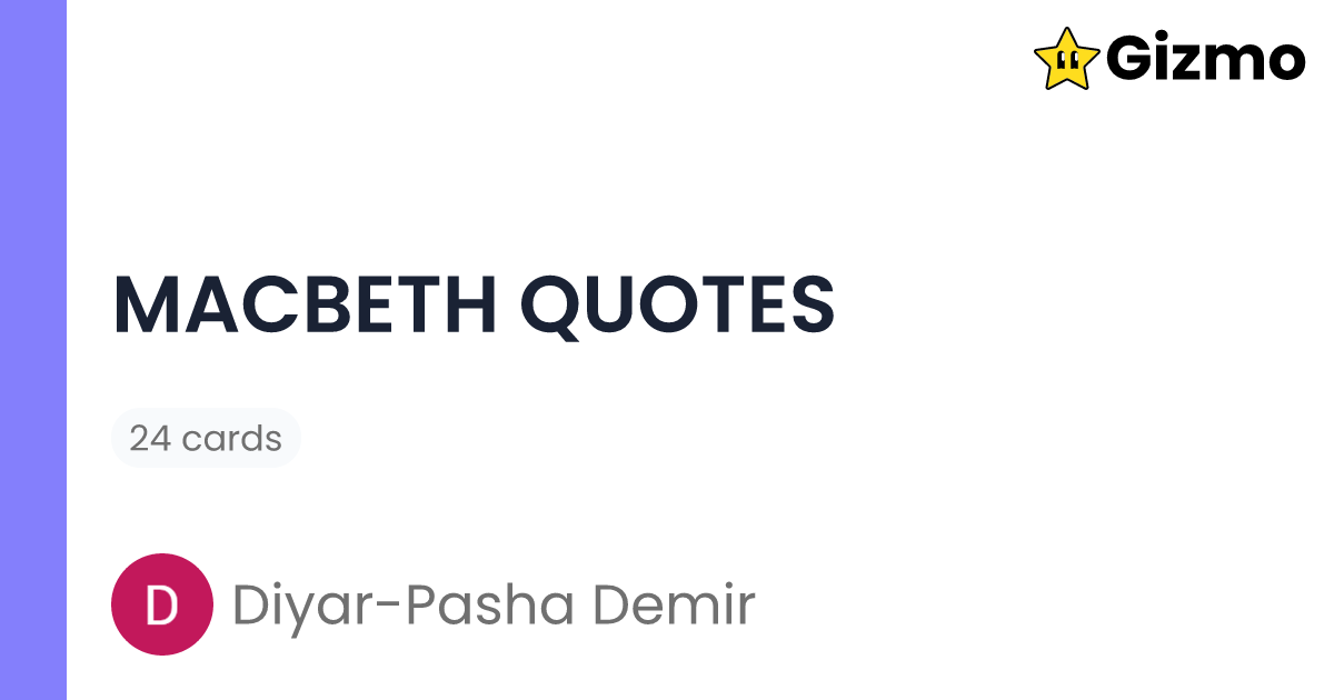 Macbeth Quotes | Flashcards