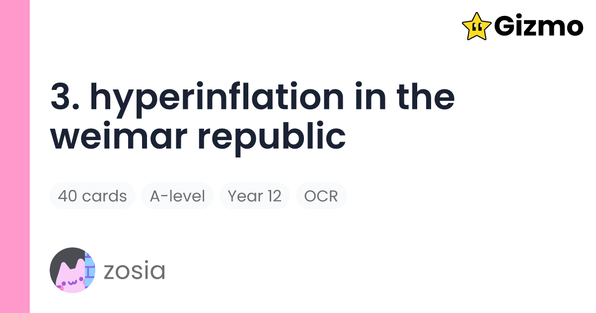 3. Hyperinflation in the Weimar Republic | Flashcards