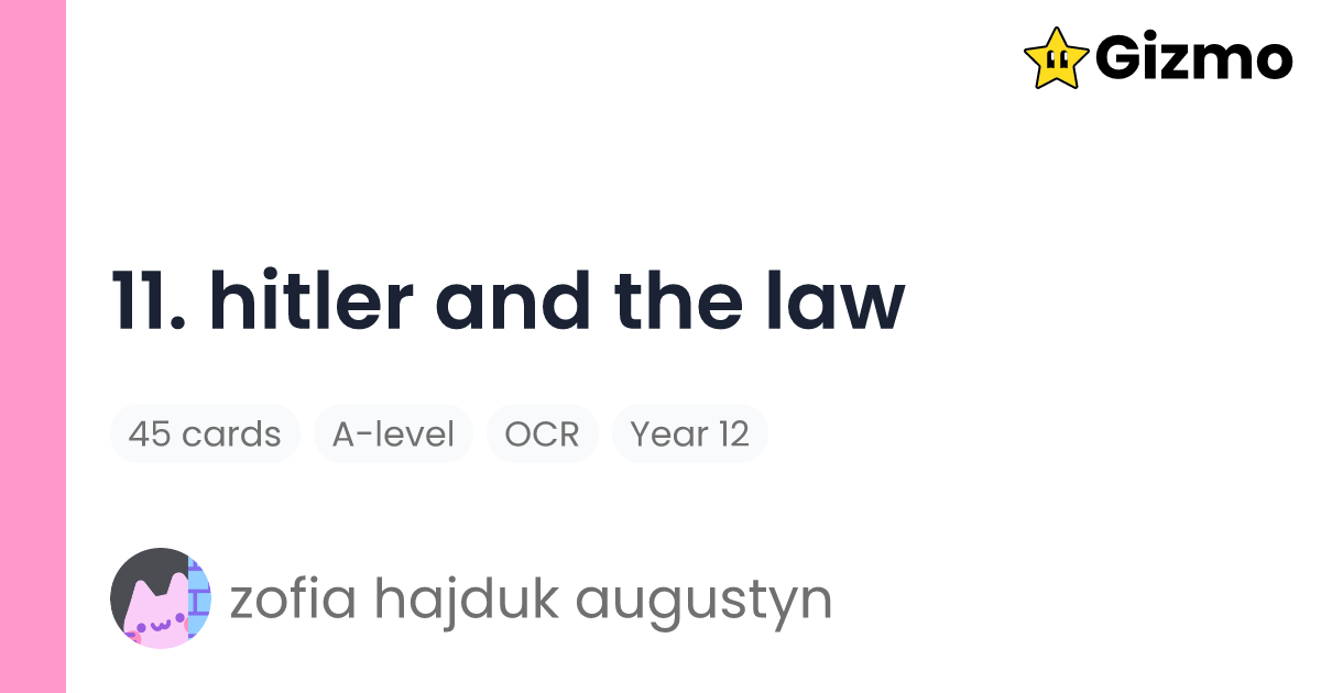 11. Hitler and the Law | Flashcards