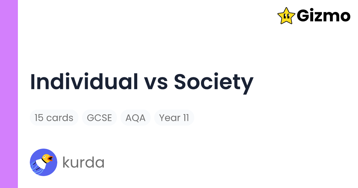 Individual Vs Society | Flashcards