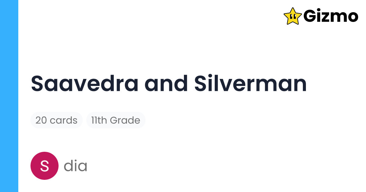 Saavedra and Silverman | Flashcards