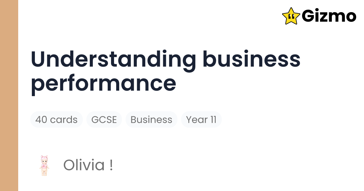 Understanding Business Performance | Flashcards