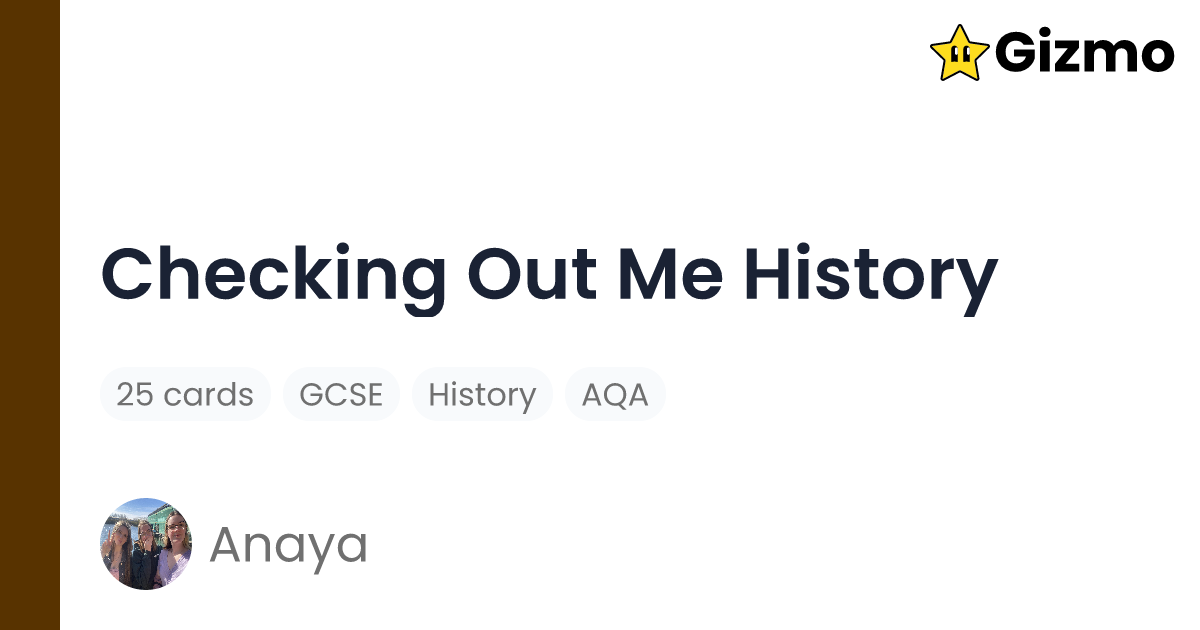 Checking Out Me History | Flashcards