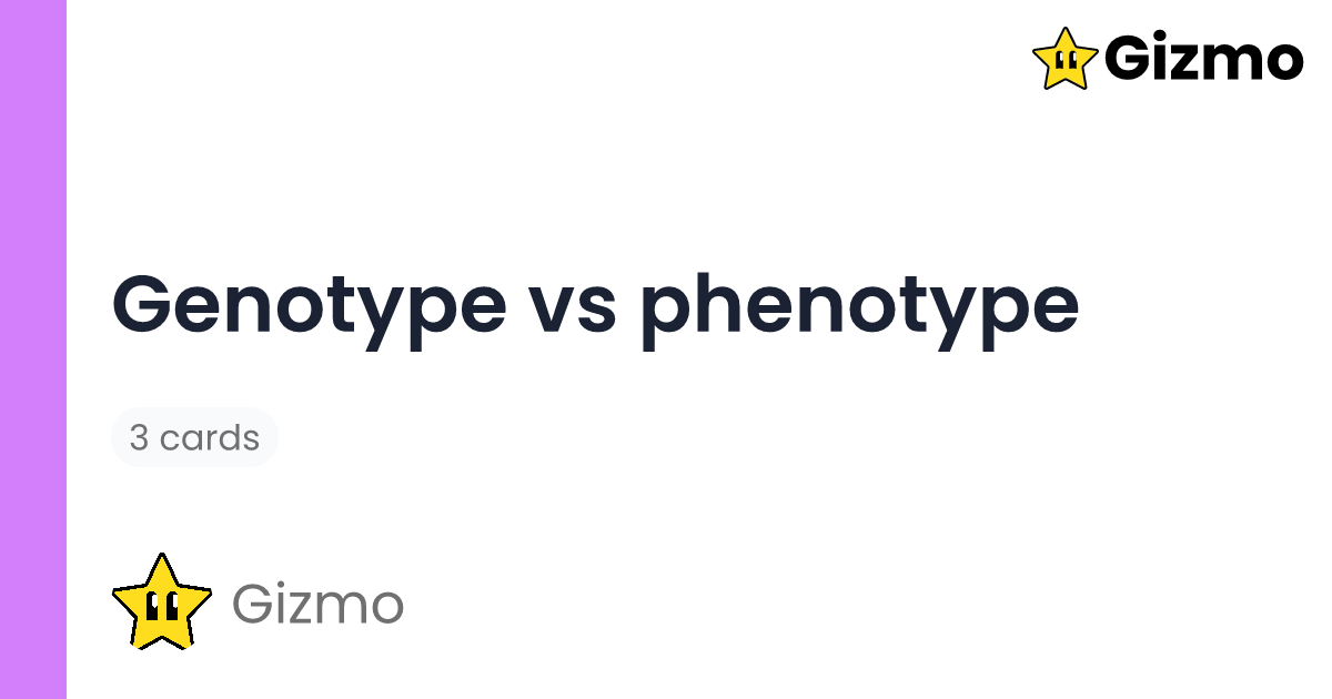 Genotype Vs Phenotype | Flashcards