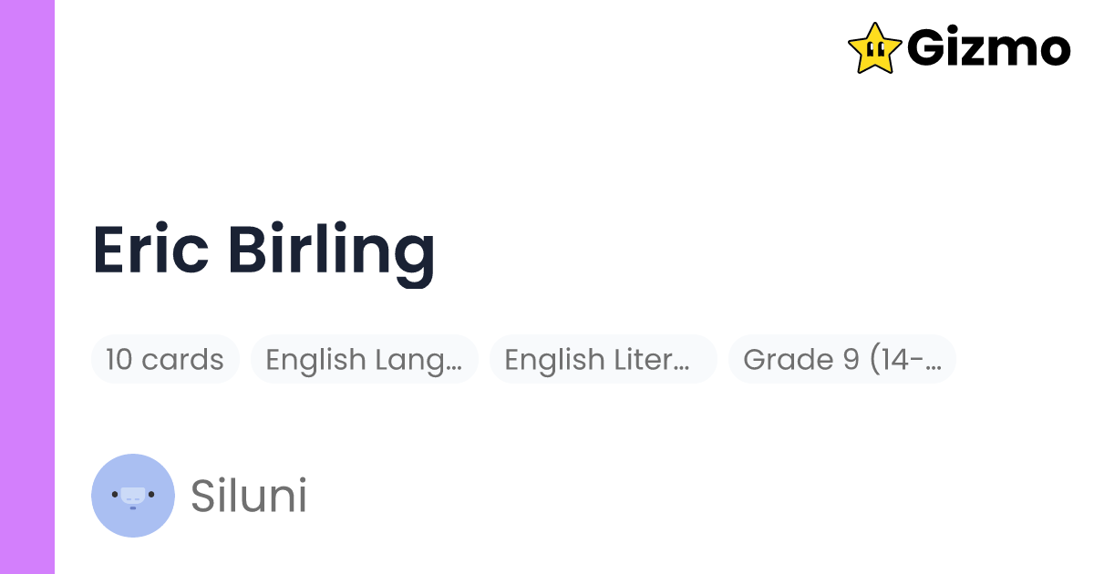 Eric Birling | Flashcards