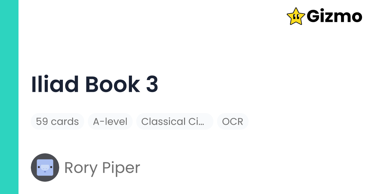 Iliad Book 3 | Flashcards