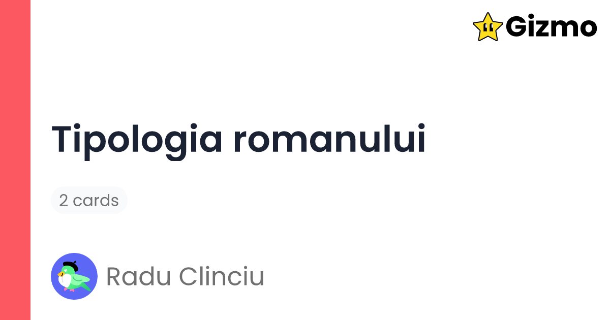 Tipologia Romanului | Flashcards