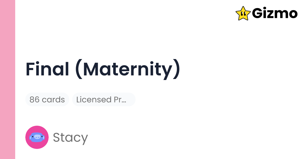 Final (maternity) | Flashcards