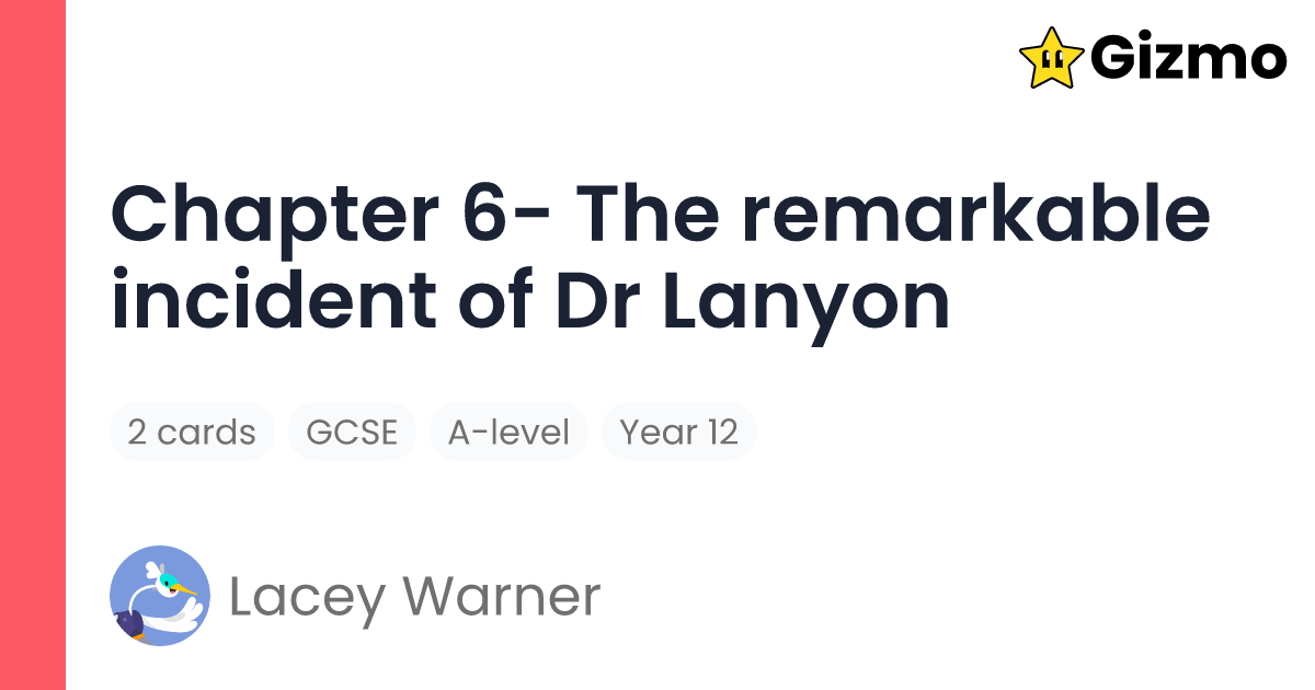 Chapter 6- the Remarkable Incident Of Dr Lanyon | Flashcards