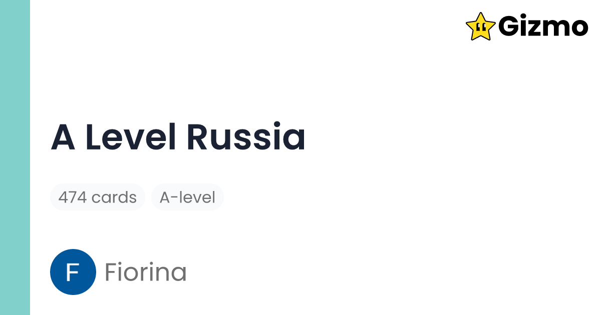 A Level Russia | Flashcards
