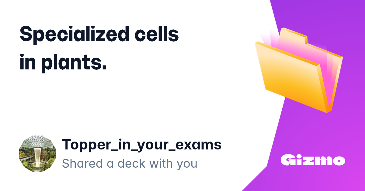 Specialized Cells in Plants. | Flashcards