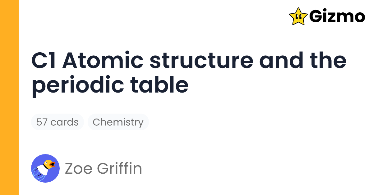 C1 Atomic Structure and the Periodic Table | Flashcards