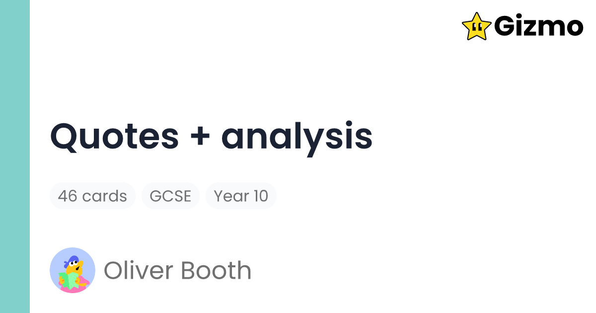 Quotes + Analysis | Flashcards