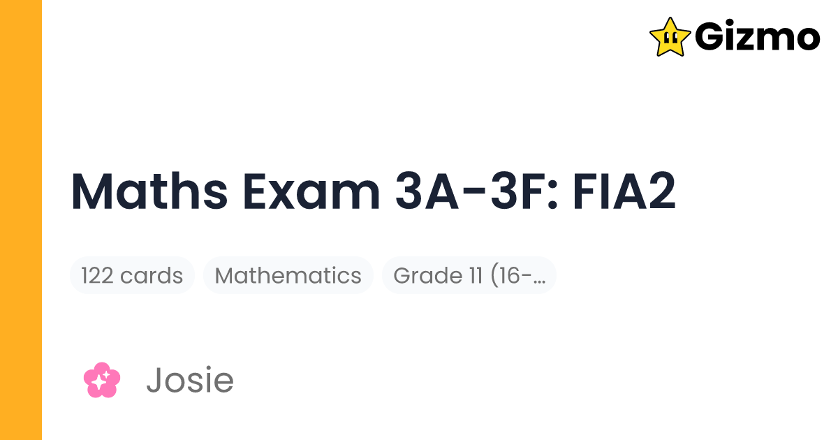 Maths Exam 3a-3f: Fia2 | Flashcards