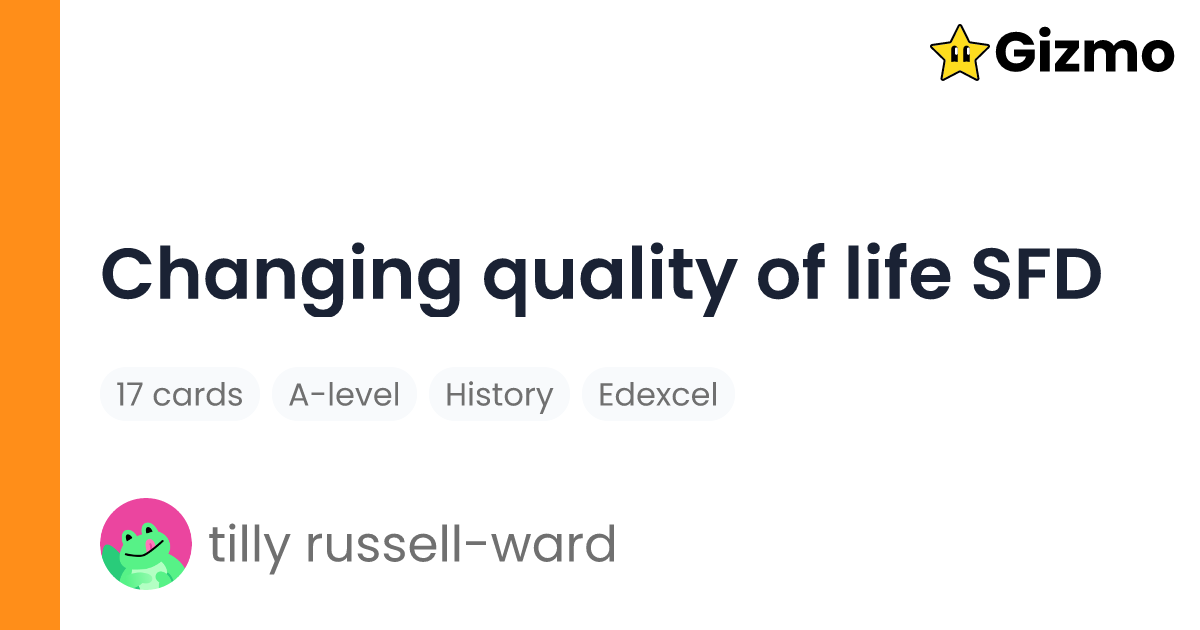 Changing Quality Of Life Sfd | Flashcards